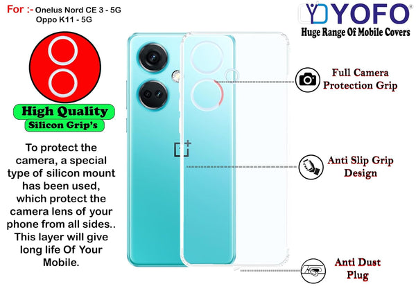 YOFO Back Cover for OnePlus Nord CE 3/Oppo K11-5G (SlimFlexible|Silico ...